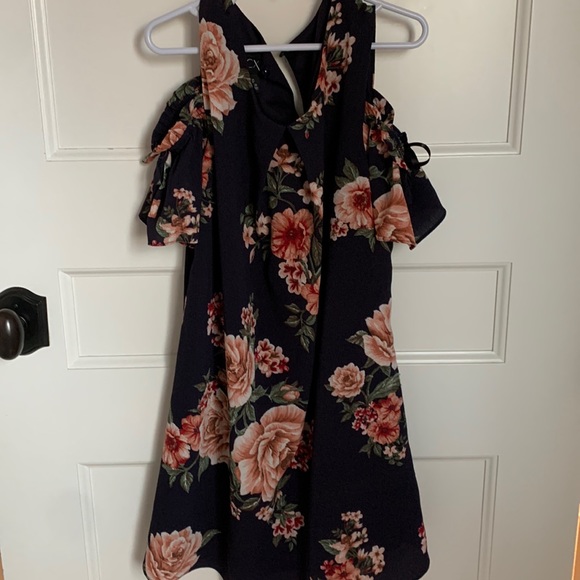 BCX | Dresses | Bcx Girls Floral Navy Blue Off The Shoulder Dress ...